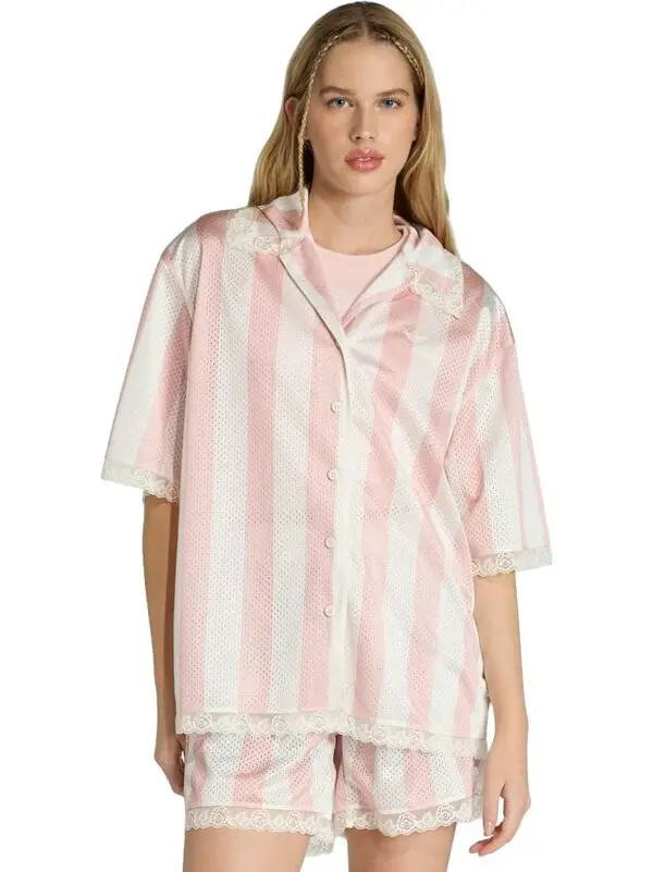 Adidas Lace Jacquard Shirt - Off White / Sandy Pink