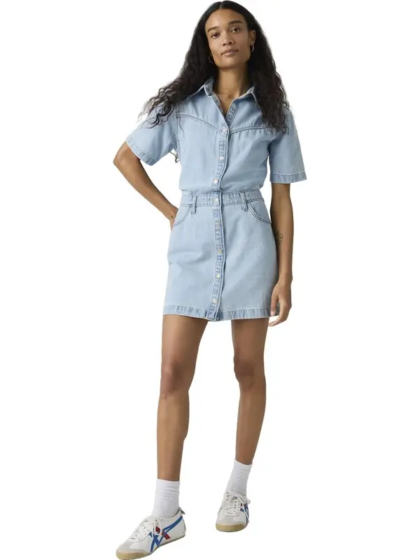 LEVI'S Logan Western Denim Mini Dress - Blasted Stone Dress