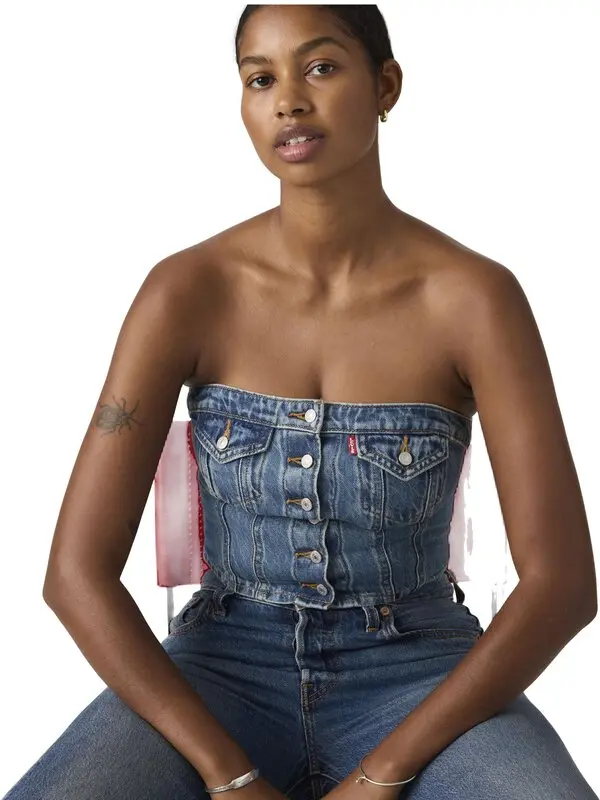 LEVI'S Denim Tube Top - All Over Blue