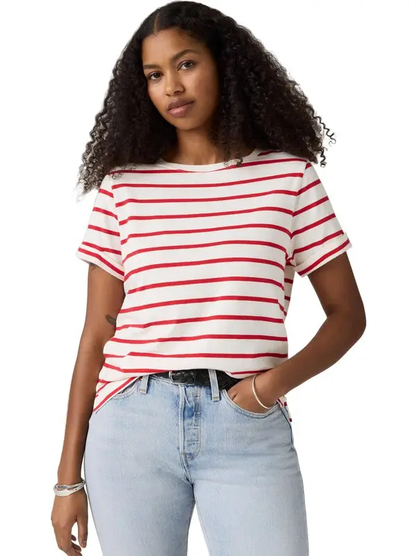LEVI'S Julie Slub Short-sleeve T-shirt - Saint Stripe Egret