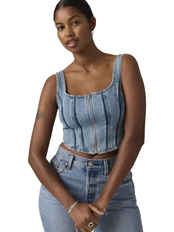 LEVI'S Seamed Zip Bustier Top - Shadow Work Top