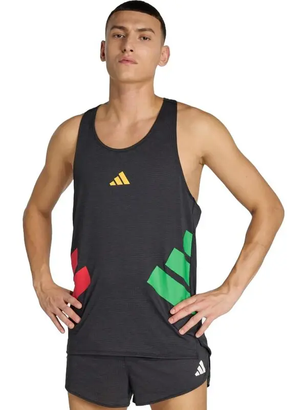 Adidas Performance Racerback Tank Top - Black / Pure Ruby / Vivid Green