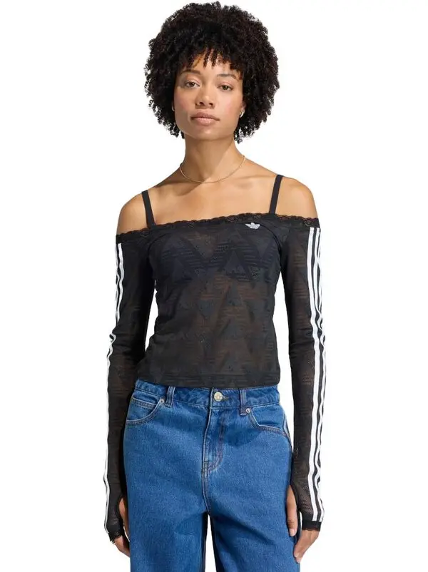 Adidas Lace Bardot Top - Black