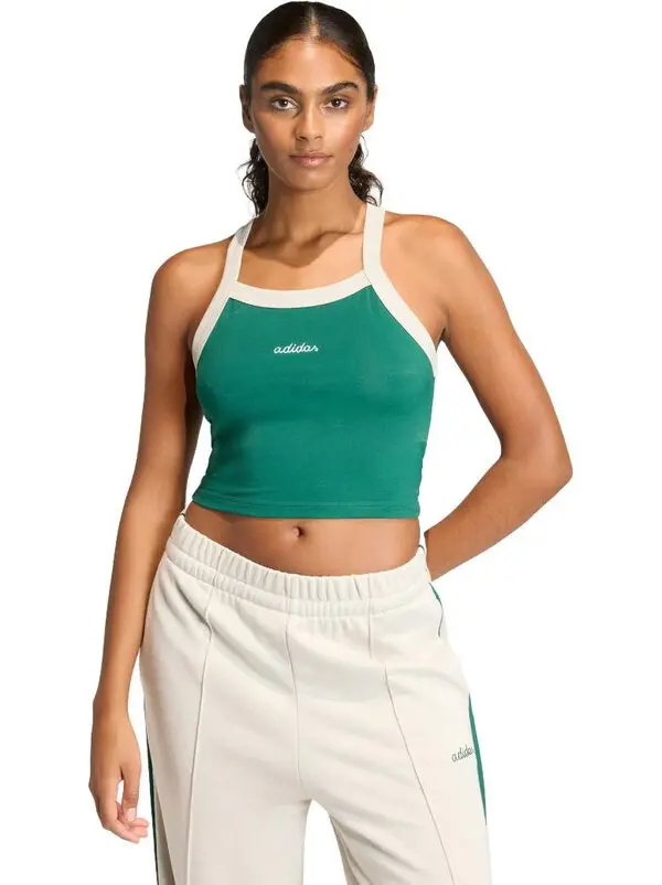 Adidas Seasonal Essentials Colorpop Tank With Embroidered Graphic - Collegiate Green / White