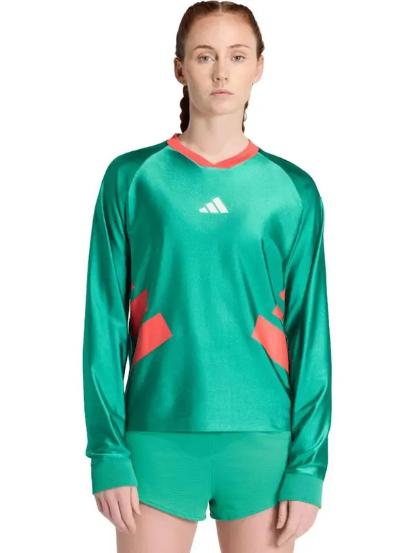 Adidas All Time Classics Longsleeve Tee - Court Green / Semi Lucid Red
