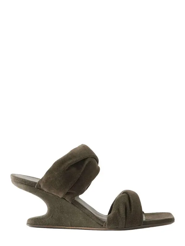 Rick Owens Twisted Cantilever Wedge Mules - Army Green