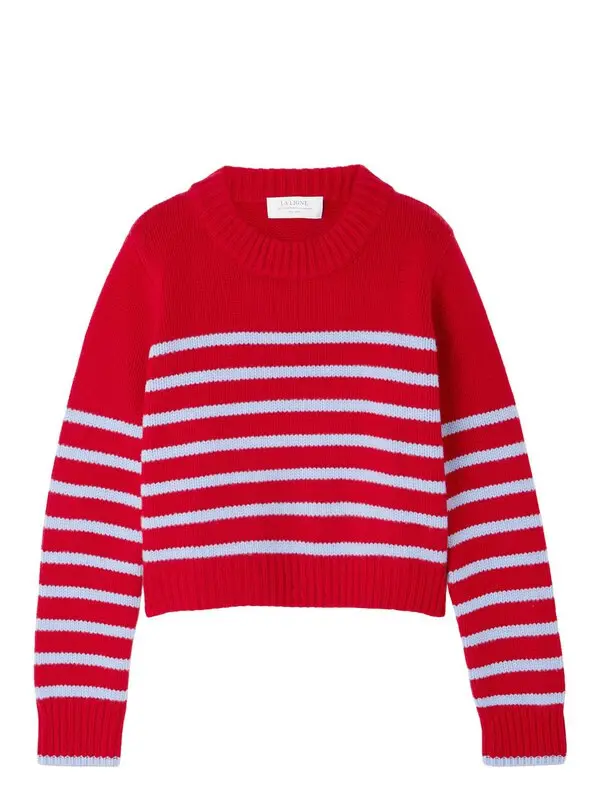 LA LIGNE Mini Marin Striped Wool And Cashmere-blend Sweater - Red