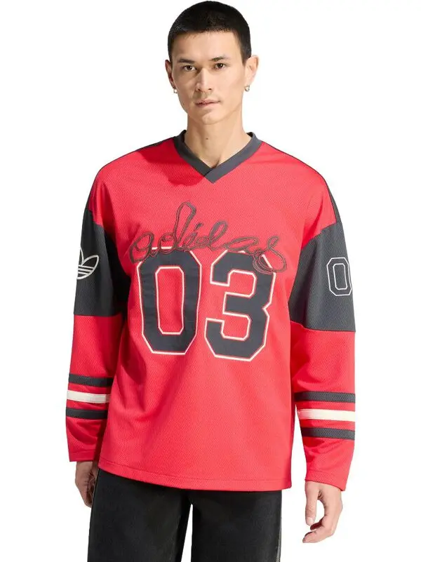 Adidas Originals Hockey Long Sleeve Jersey - Pure Ruby