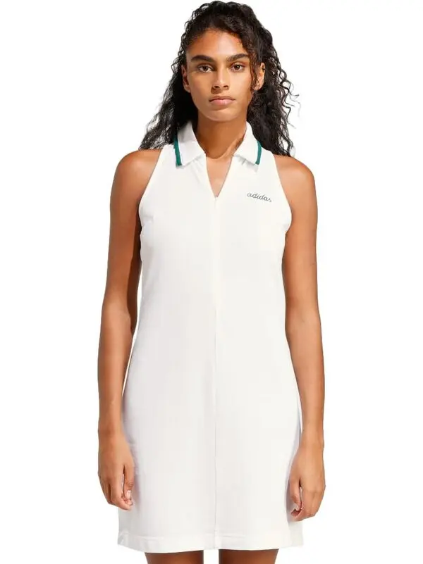 Adidas Seasonal Essentials Colourpop Dress With Embroidered Graphic - White / Collegiate Green
