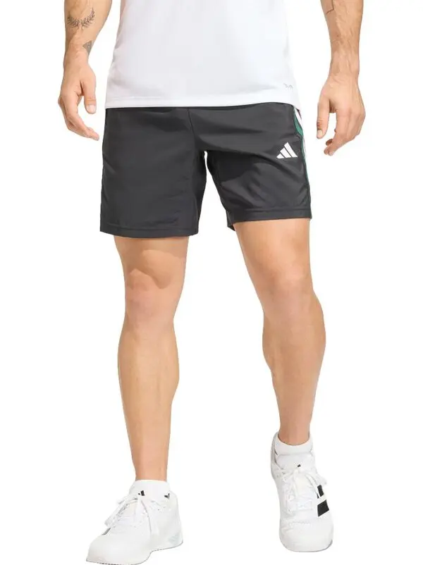 Adidas Workout Essentials Base 3-stripes Woven Shorts - Black / Team Dark Green / White / Better Scarlet