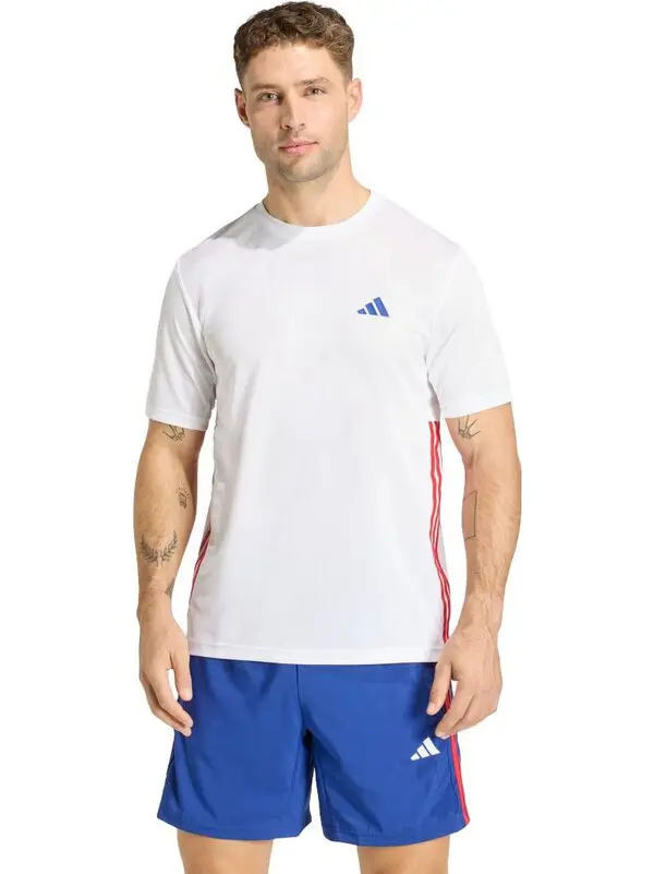 Adidas Workout Essentials Base 3-stripes T-shirt - White / Better Scarlet