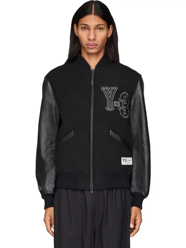 Adidas Y-3 Collegiate Leather Jacket - Black
