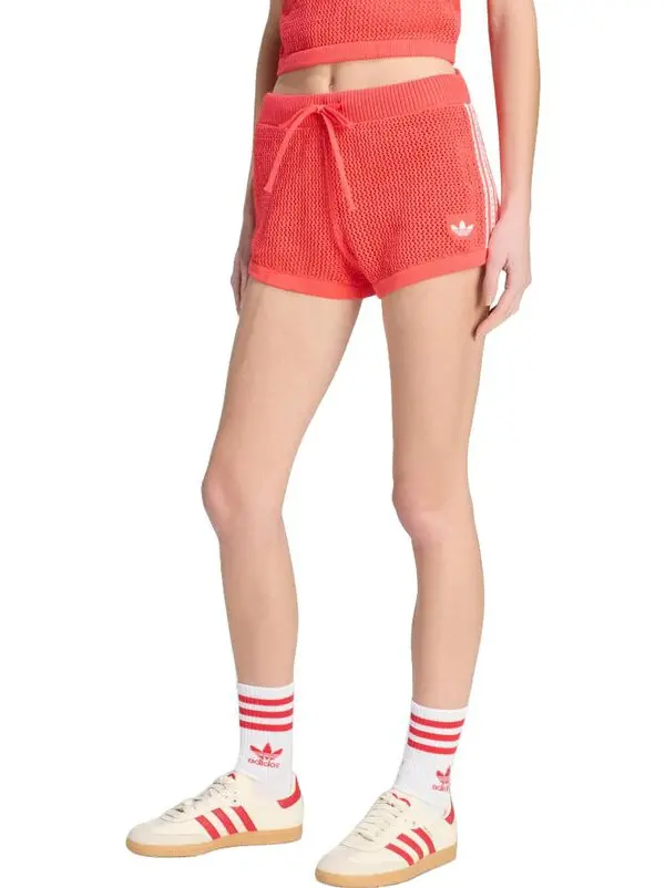 Adidas Knitted Crochet Shorts - Semi Lucid Red
