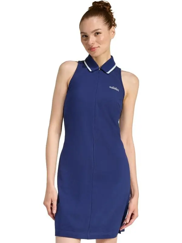 Adidas Seasonal Essentials Colourpop Dress With Embroidered Graphic - Dark Blue / White