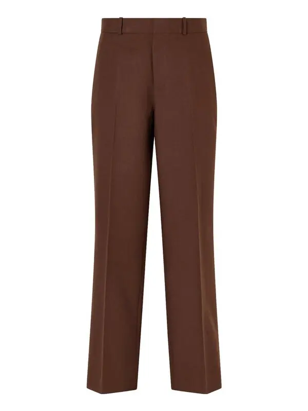 Polo Ralph Lauren Pleated Cotton And Wool-blend Twill Straight-leg Trousers - Brown