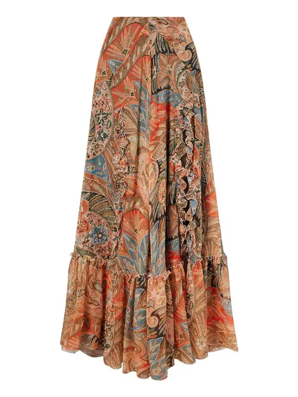 Etro Printed Maxi Skirt - Orange