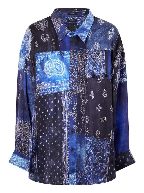 R13 Bandana Print Silk Shirt - Blue