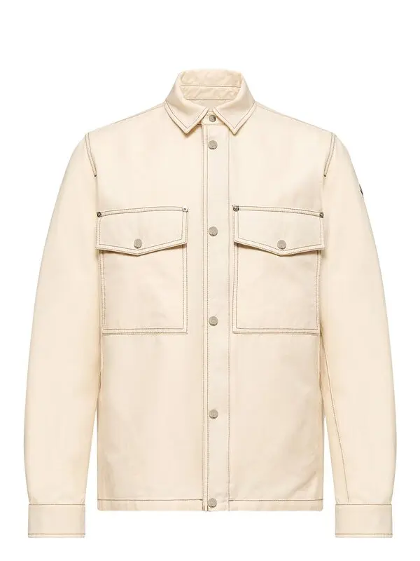 Moncler Watagua Cotton & Linen Blend Shirt Jacket - White