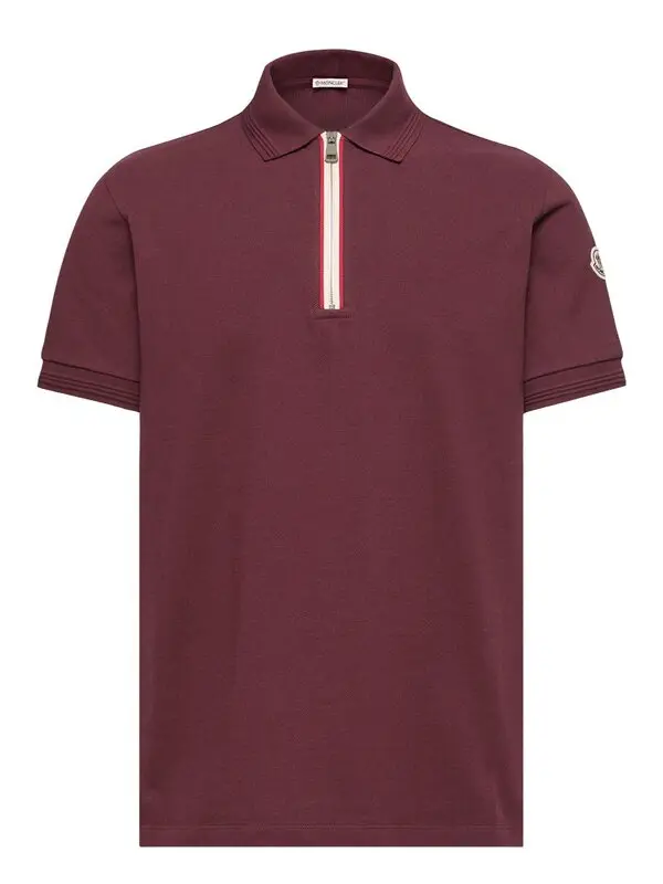 Moncler Tricolor-trimmed Cotton Polo Shirt - Red