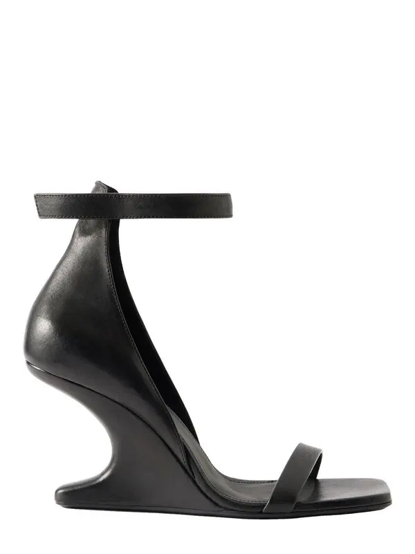 Rick Owens Cantilever Leather Wedge Sandals - Black