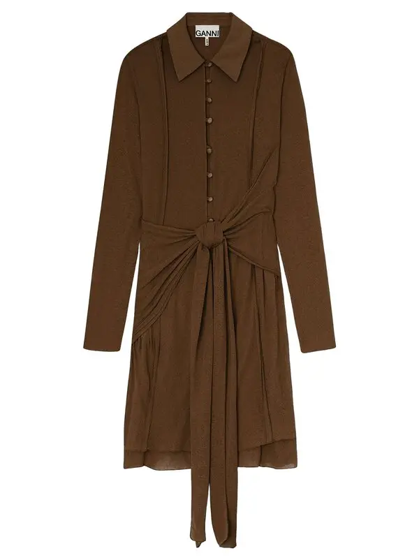 GANNI Shirt Mini Dress - Brown