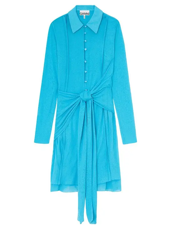 GANNI Shirt Mini Dress - River Blue