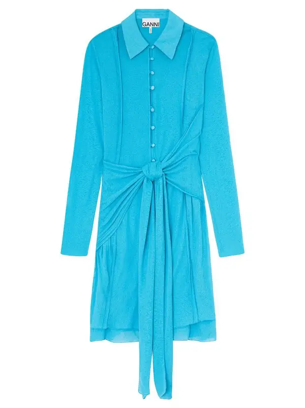 GANNI Shirt Mini Dress - River Blue