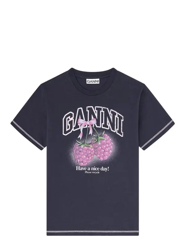 GANNI Raspberry Graphic T-shirt - Mixed