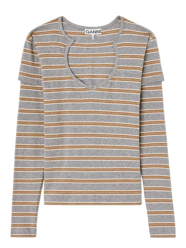 GANNI Long-sleeve Top - Grey