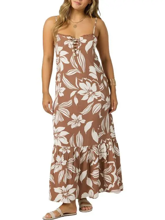 O'Neill Tasmin Floral Maxi Sundress - Carob Brown