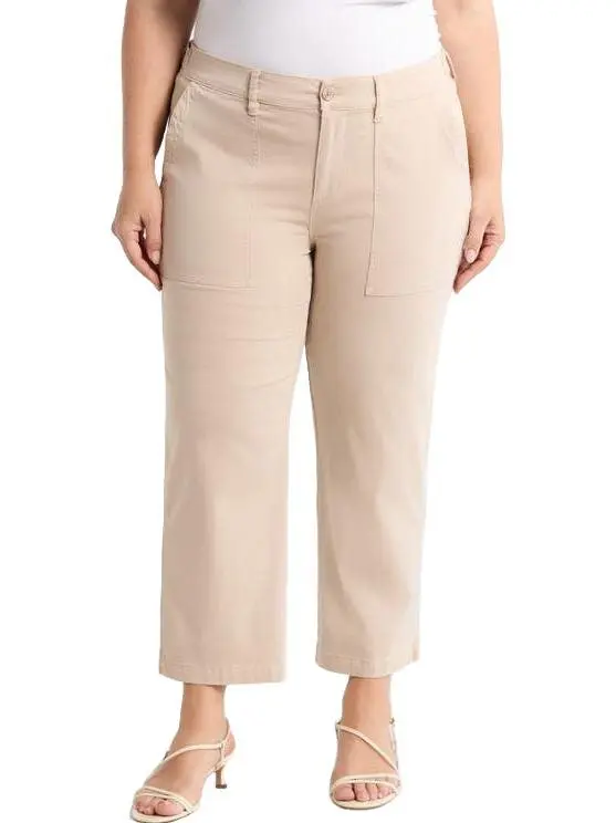 LIVERPOOL Crop Straight Leg Utility Pants - Safari Sand