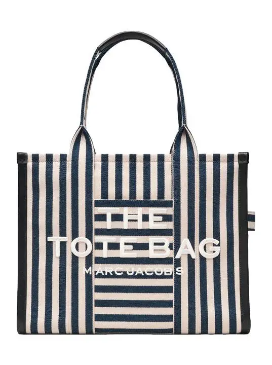 Marc Jacobs The Stripe Canvas Large Tote Bag - Blue Sea Multi