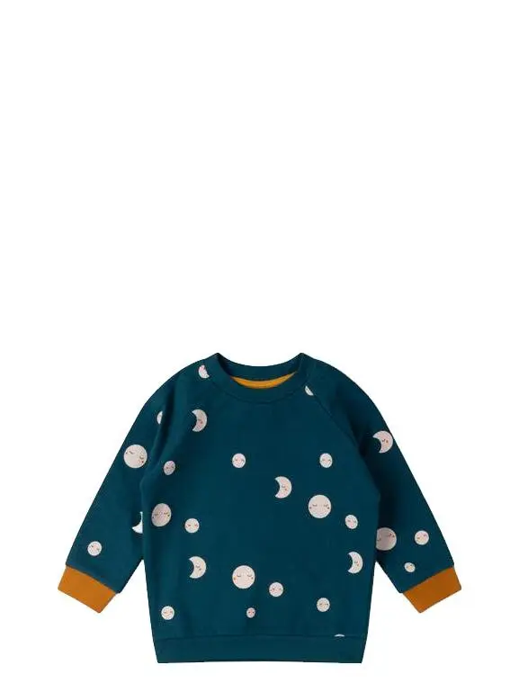 LITTLE GREEN RADICALS Print Organic Cotton Crewneck Sweatshirt - Blue