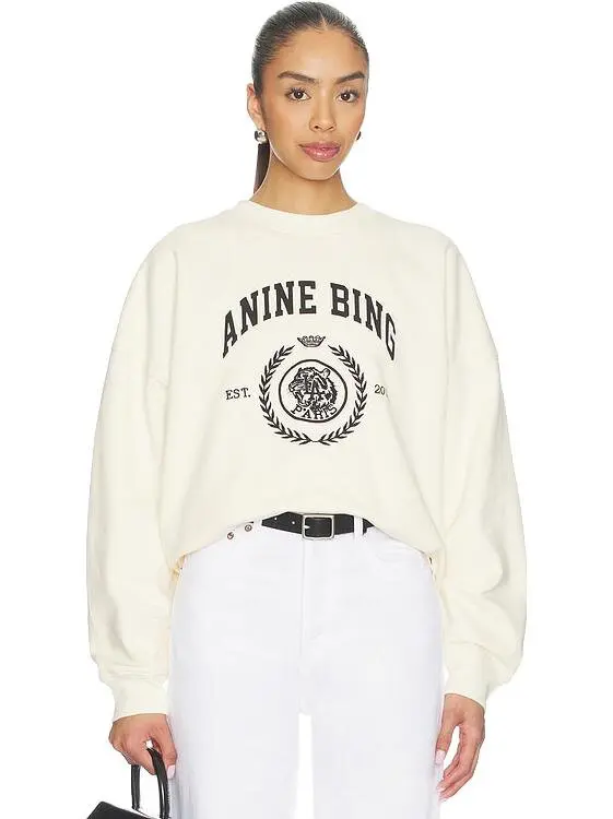 ANINE BING Miles Collegiate Sweatshirt - Cream