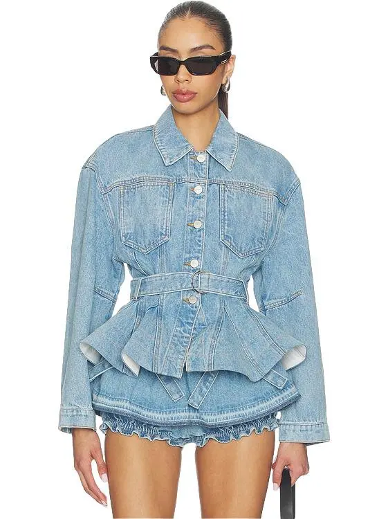 AKNVAS Alex Peplum Denim Jacket - Sky Blue Denim