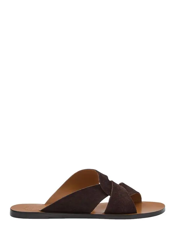 ATP ATELIER Allai Suede Flat Sandals - Walnut