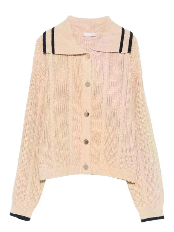 Liu Jo Collared Cable-knit Cardigan - Neutrals