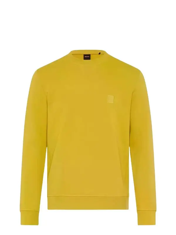 BOSS Crew-neck Sweatshirt With Square Patch - Yellow