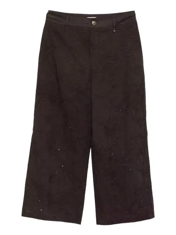 Liu Jo Floral-embroidered Trousers - Brown