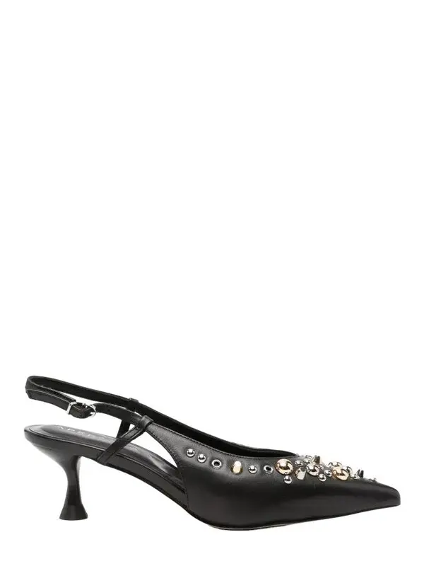 APEPAZZA Stud-embellished Slingback Pumps - Black
