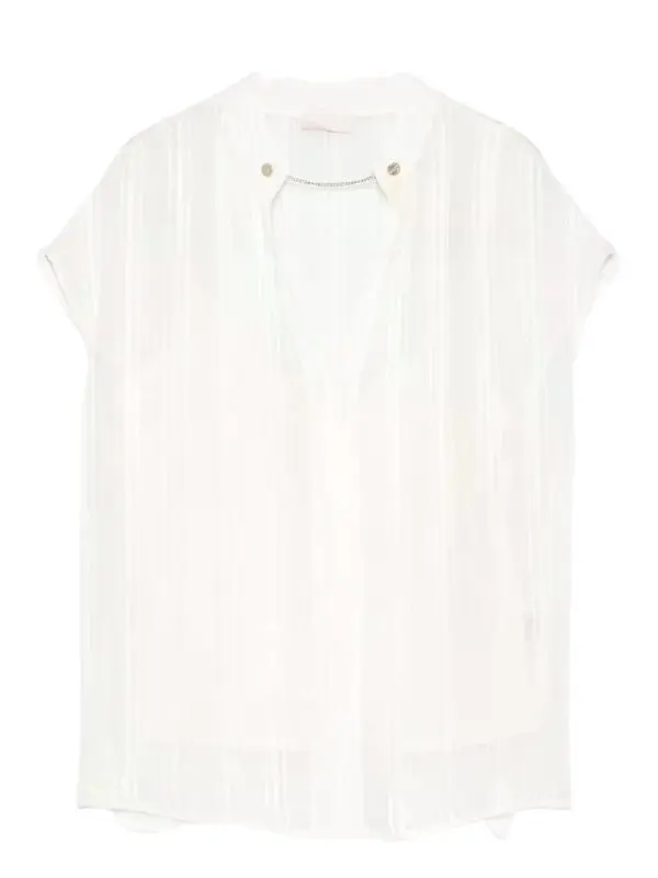 Liu Jo Striped Top With Chain Detail - Neutrals