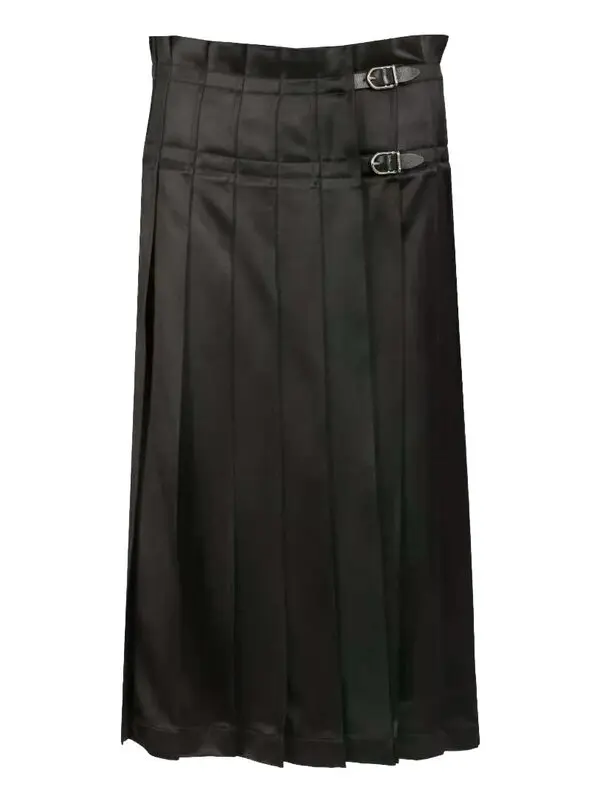 DURAZZI MILANO Pleated A-line Skirt With Buckle Detail - Black