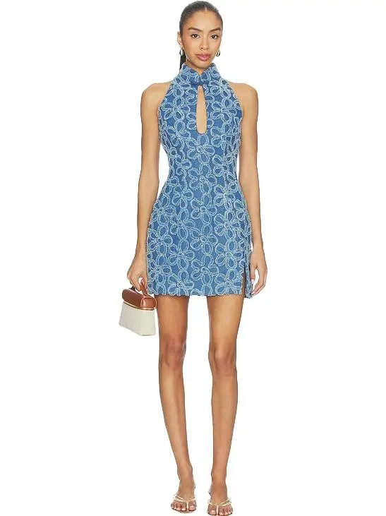 SAU LEE Eva Denim Dress - Blue