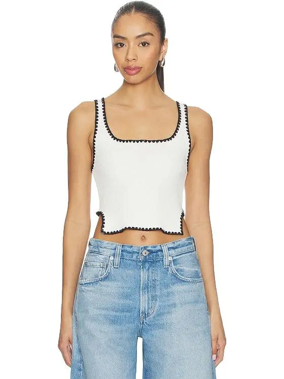 ONETEASPOON Knitted Scallop Tank Top - Cream