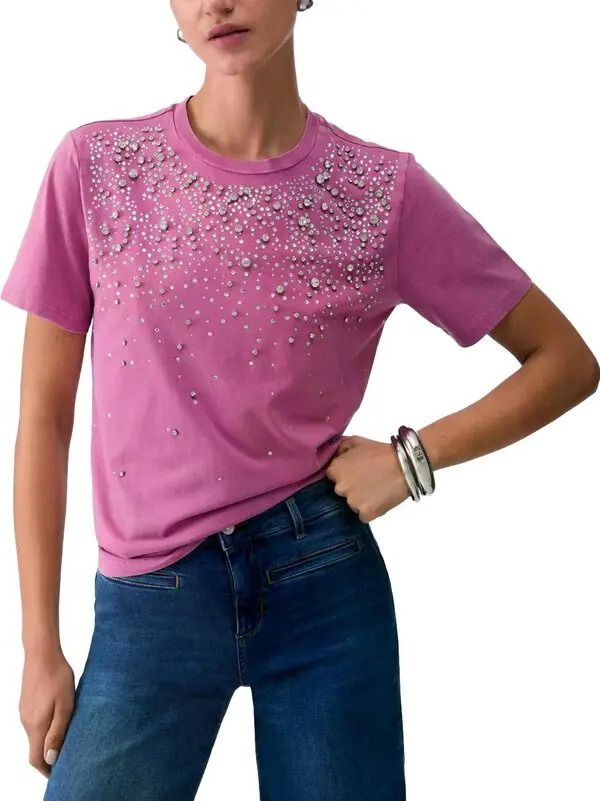 Liu Jo Embellished Round-neck T-shirt - Pink