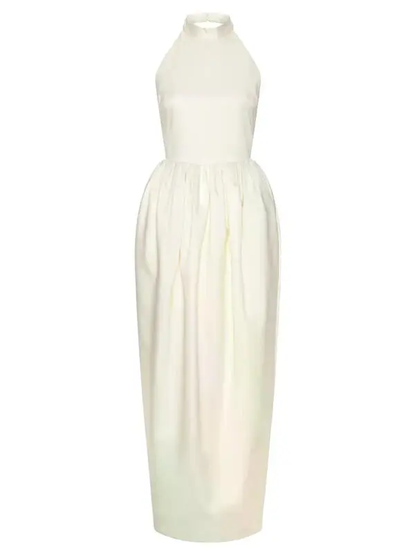 ROTATE BY BIRGER CHRISTENSEN Halterneck Satin Maxi Dress - Neutrals