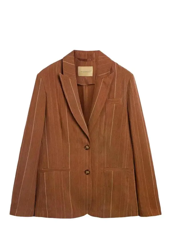 Momoni Pinstripe Two-button Blazer - Brown
