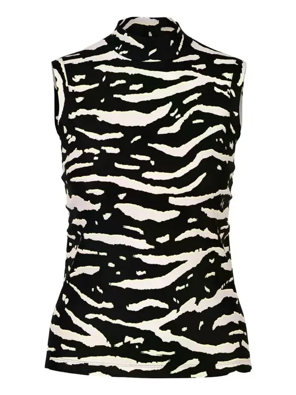 MARCCAIN Zebra-print High Neck Top - Black
