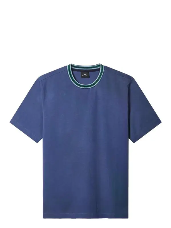 Paul Smith Striped-trim T-shirt - Blue