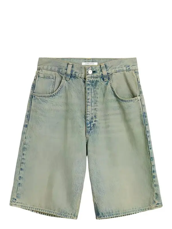 SUNFLOWER Acid Wash Denim Shorts - Blue